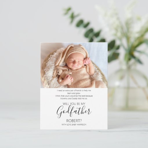 Modern Photo Godfather Proposal Invitation | Zazzle