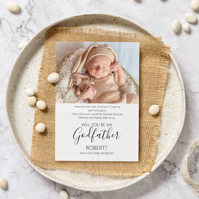 Modern Photo Godfather Proposal Invitation | Zazzle