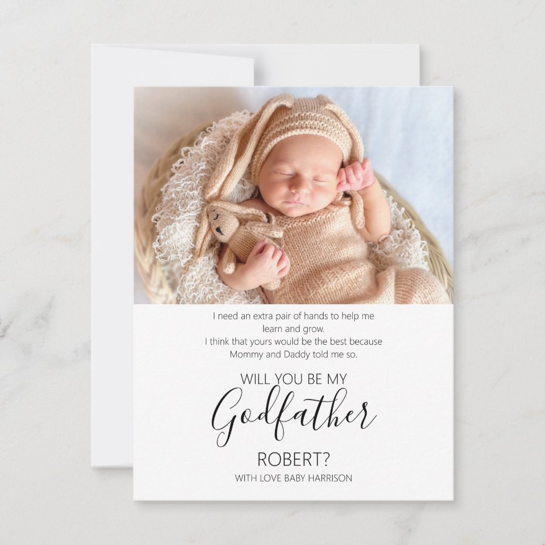 Modern Photo Godfather Proposal Invitation | Zazzle