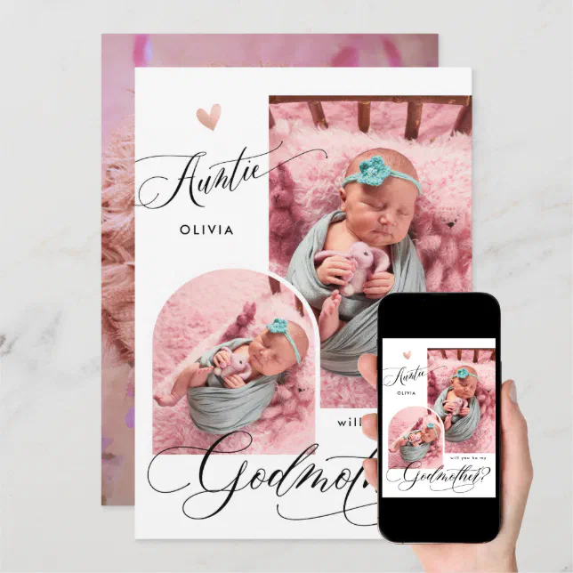 Modern Photo Godmother Proposal Invitation | Zazzle