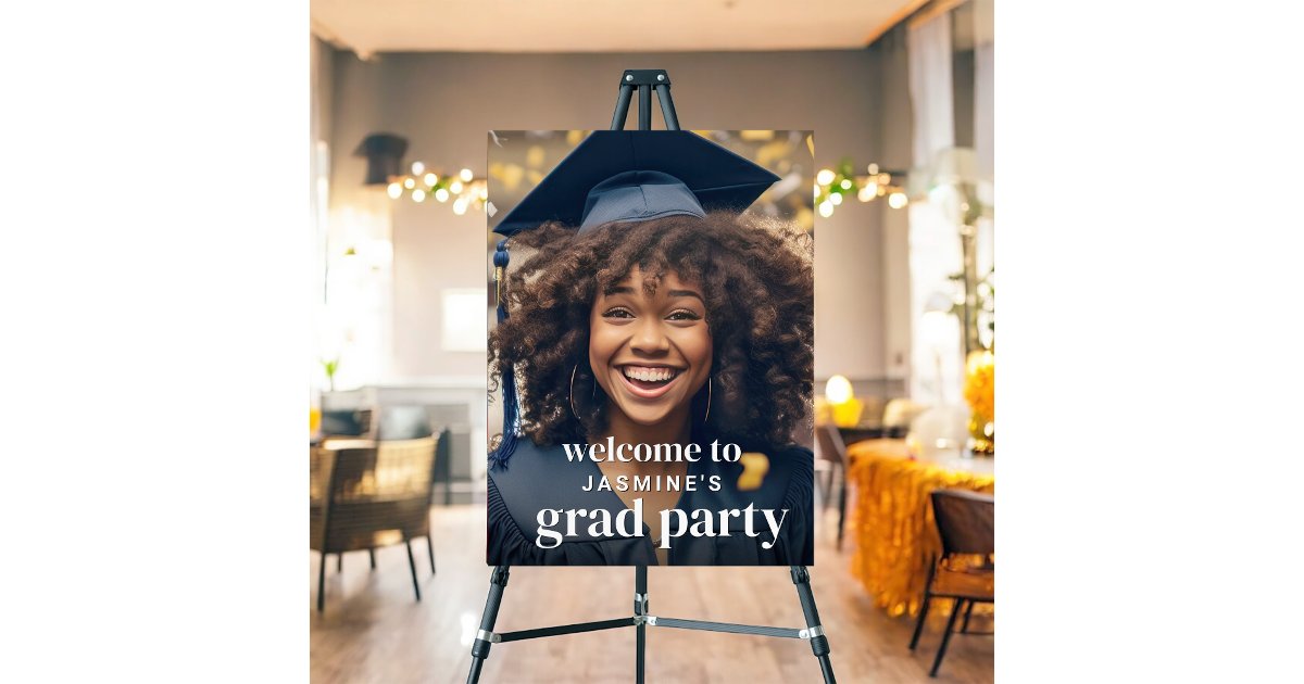 Modern Photo Grad Party Personalized Welcome Sign | Zazzle