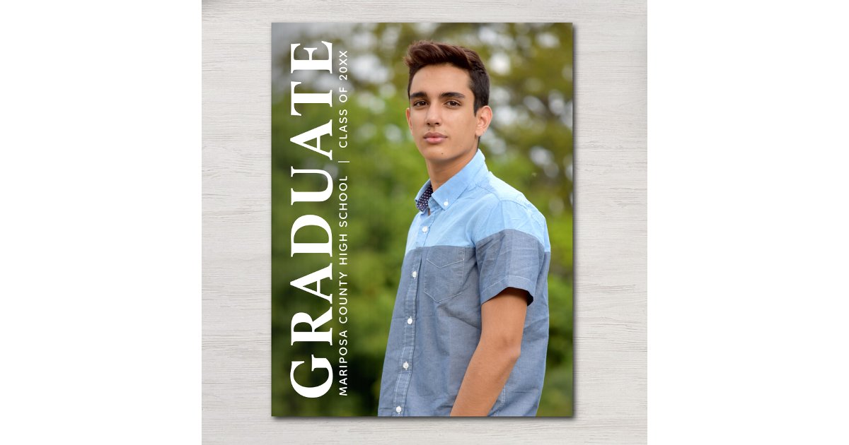 Modern Photo Graduate Class Graduation Announcement Postcard | Zazzle