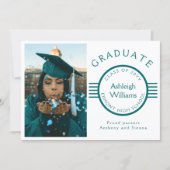 Modern Photo Graduate Green Stripes Graduation Announcement | Zazzle
