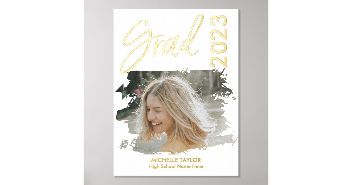 Modern Photo Graduate High School Frame Foil Prin Foil Prints | Zazzle