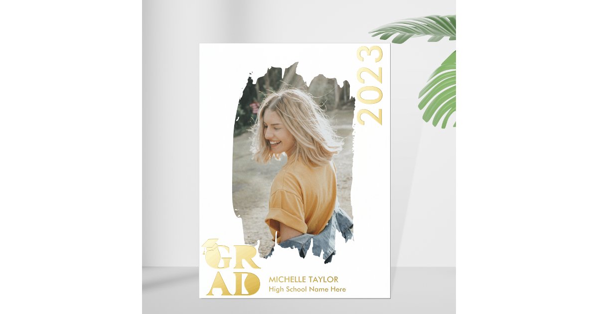Modern Photo Graduate High School Frame Foil Prints | Zazzle