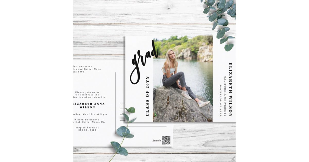 Modern Photo Graduation Announcement Postcard | Zazzle