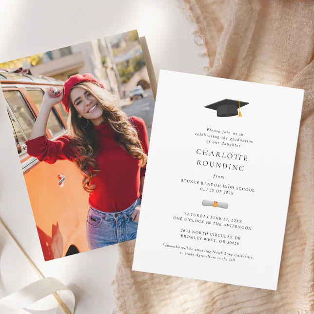 Modern Photo Graduation Class of 2025 Party Invitation | Zazzle