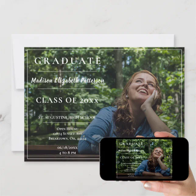 Modern Photo Graduation Open House Invitation | Zazzle