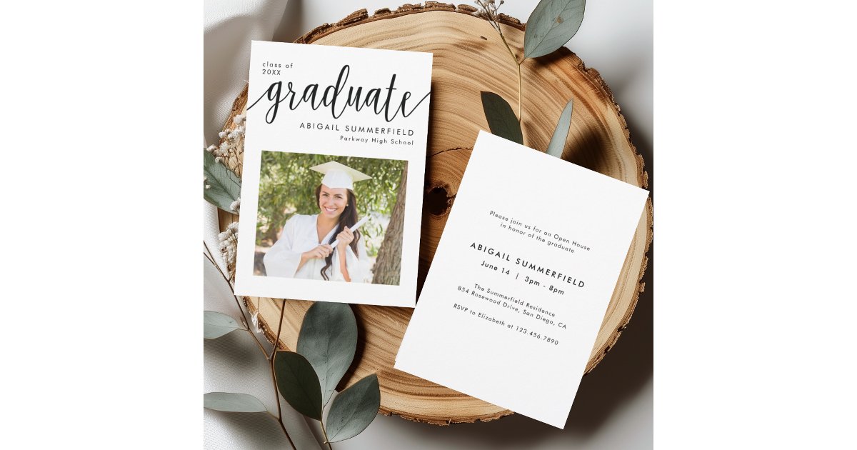Modern Photo Graduation Open House Invitation | Zazzle