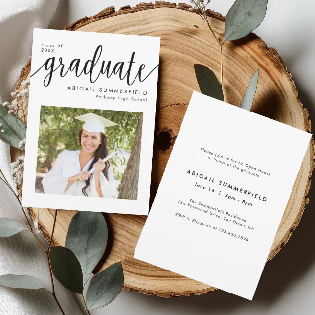 Modern Photo Graduation Open House Invitation | Zazzle