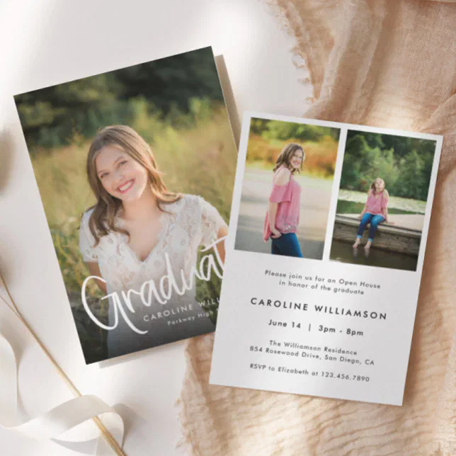Modern Photo Graduation Open House Invitation | Zazzle