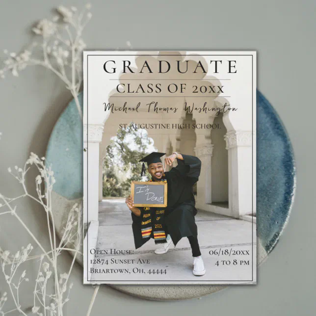 Modern Photo Graduation Open House Invitation | Zazzle