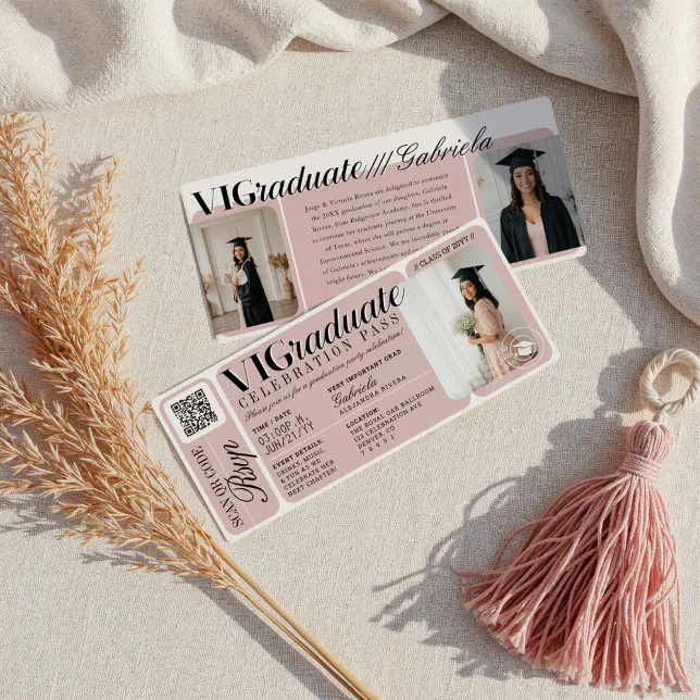 Modern Photo Graduation Party Event Ticket QR Code Invitation | Zazzle