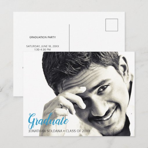 Modern Photo Graduation Party Postcard | Zazzle