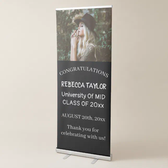 Modern Photo Graduation Party Retractable Banner | Zazzle