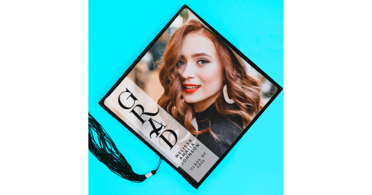 Modern photo Graduation stylish custom Graduation Cap Topper | Zazzle