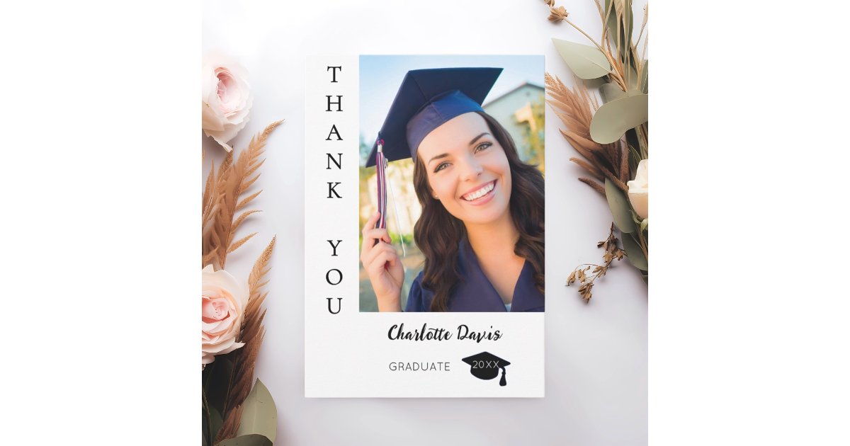 Modern photo graduation thank you card | Zazzle