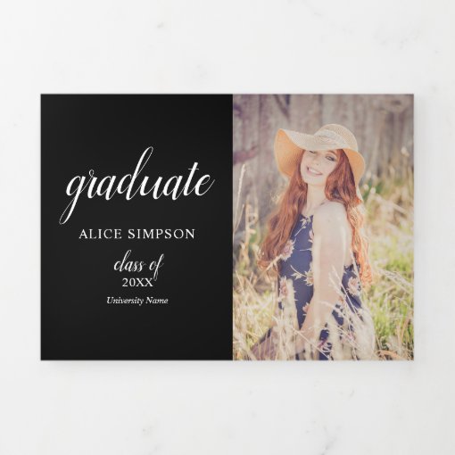 Modern Photo Graduation Tri-Fold Announcement | Zazzle