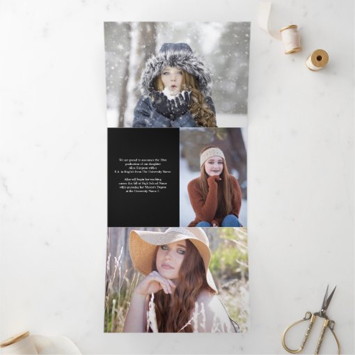 Modern Photo Graduation Tri-Fold Announcement | Zazzle