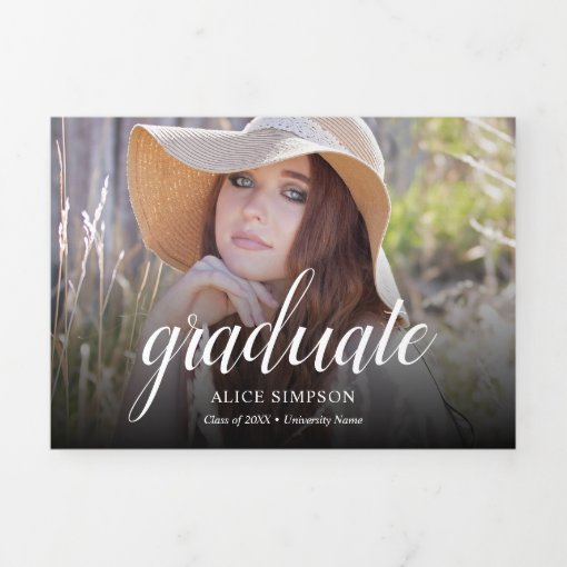 Modern Photo Graduation Tri-Fold Announcement | Zazzle