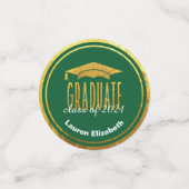 Modern Photo Green Gold Graduation Table Confetti | Zazzle