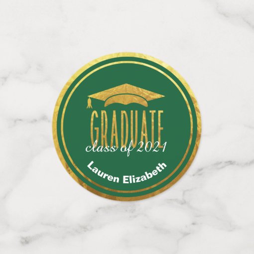 Modern Photo Green Gold Graduation Table Confetti | Zazzle