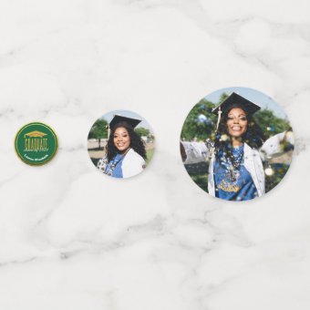 Modern Photo Green Gold Graduation Table Confetti | Zazzle