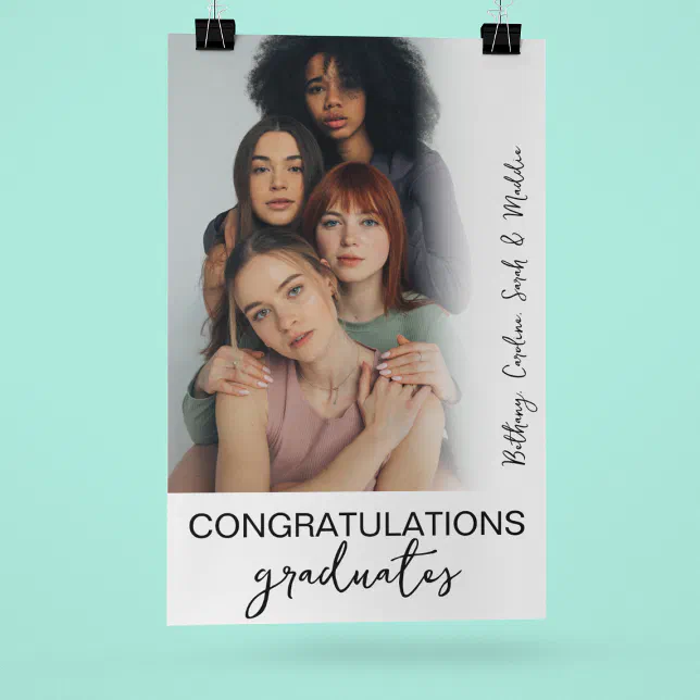 Modern Photo Group Graduation Party Poster | Zazzle