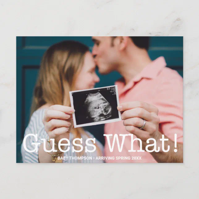 Modern Photo Guess What! Pregnancy Announcement | Zazzle