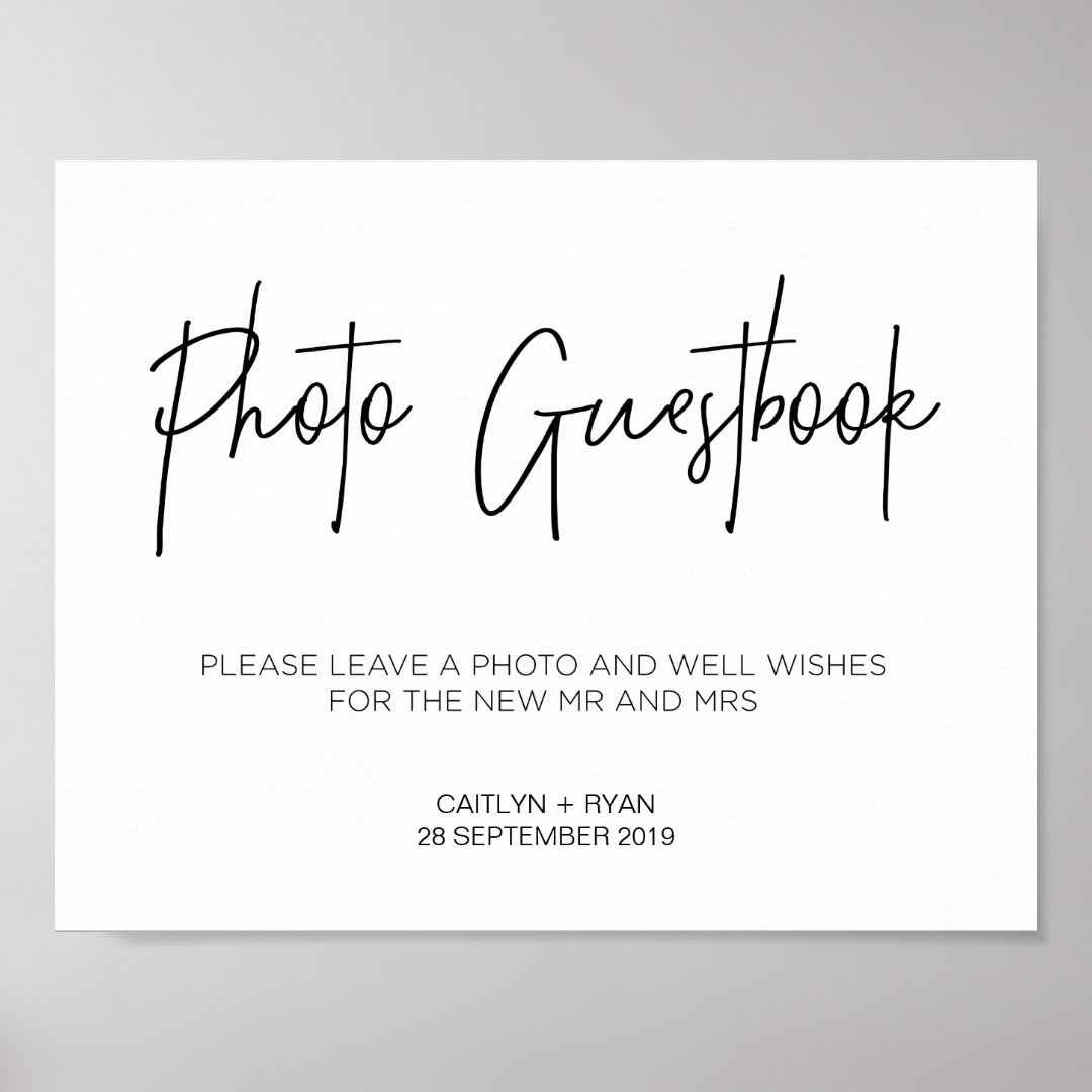 Modern Photo Guestbook Wedding Sign | Zazzle