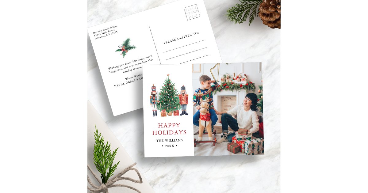 Modern Photo Happy Holiday Postcard | Zazzle
