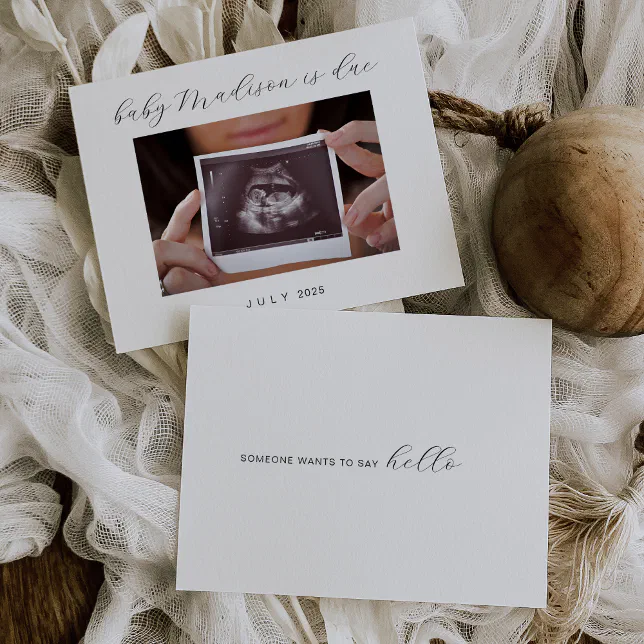 Modern Photo Hello Baby Announcement Card | Zazzle