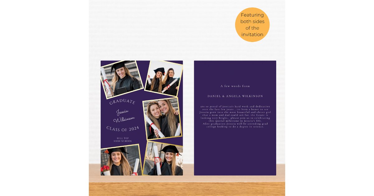 Modern photo high school graduation foil invitation | Zazzle