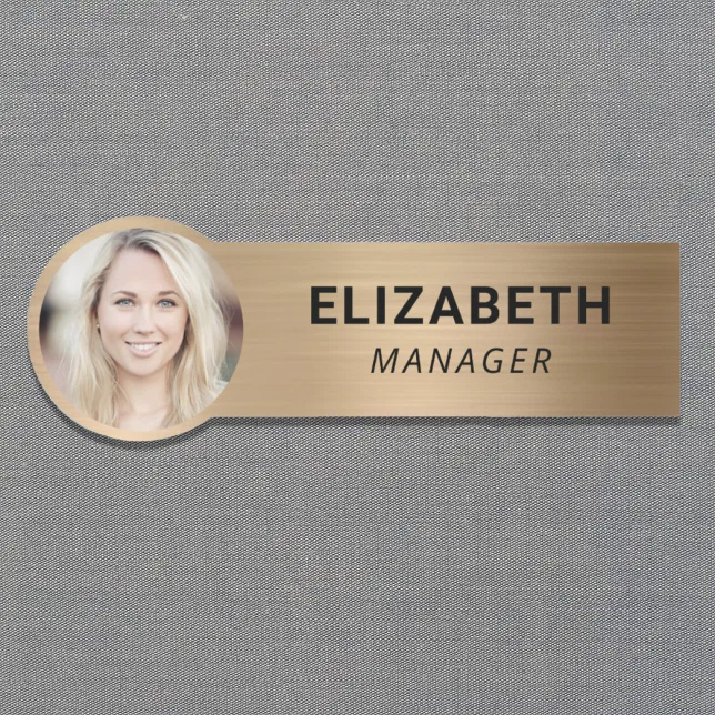 Modern Photo ID Gold Name Tag | Zazzle