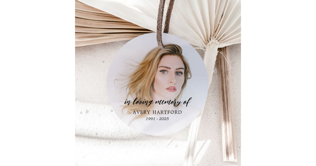 Modern Photo In Loving Memory Classic Round Sticker | Zazzle