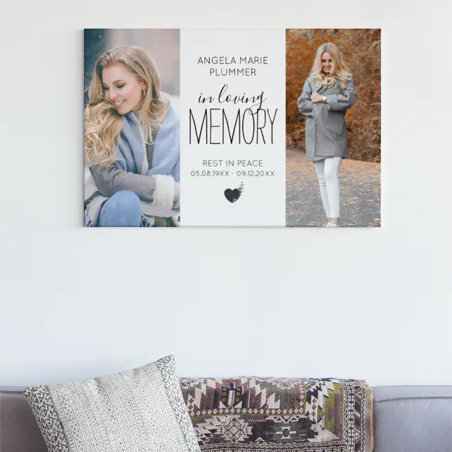 Modern Photo In Loving Memory Tribute Canvas Print | Zazzle