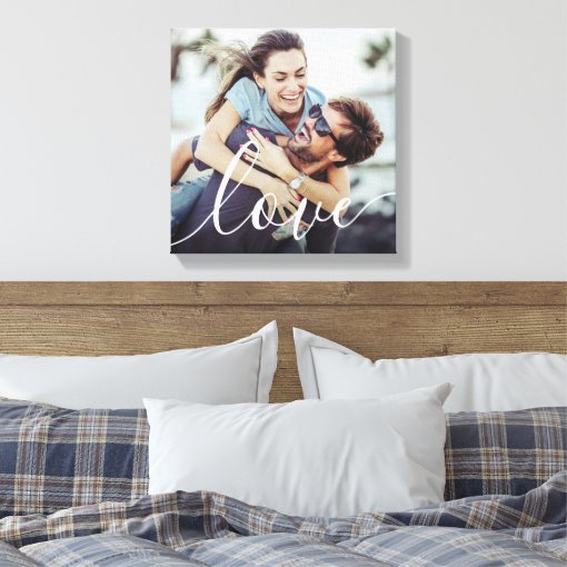 Modern Photo Love Script Canvas Print | Zazzle