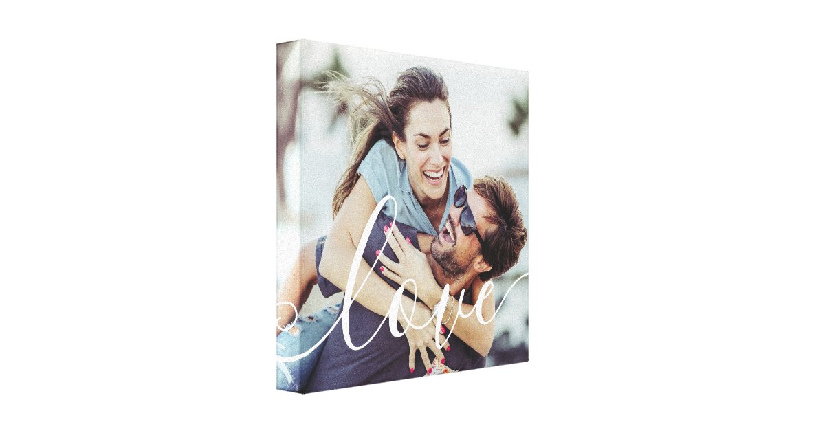 Modern Photo Love Script Canvas Print | Zazzle
