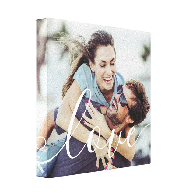 Modern Photo Love Script Canvas Print | Zazzle