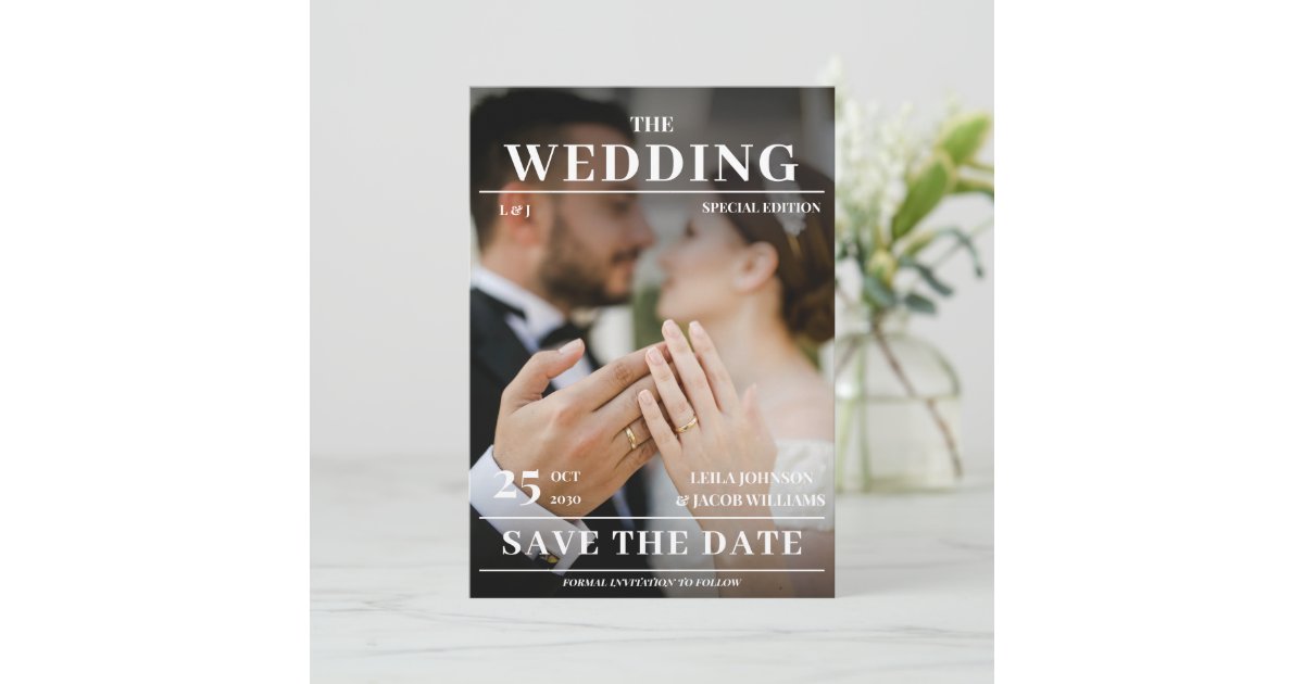 Modern photo magazine cover Wedding Invitation | Zazzle