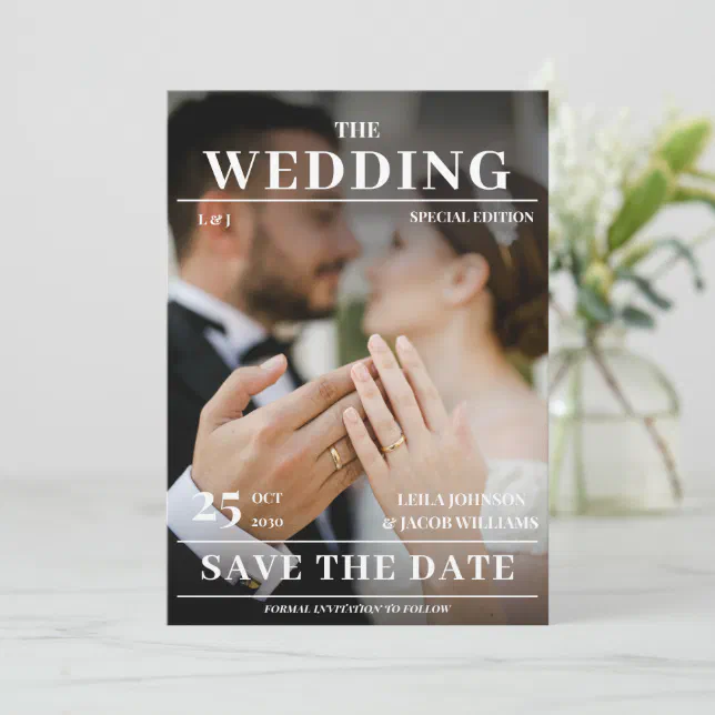 Modern photo magazine cover Wedding Invitation | Zazzle