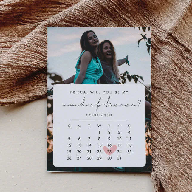 Modern Photo Maid of Honor Proposal Calendar Invitation | Zazzle