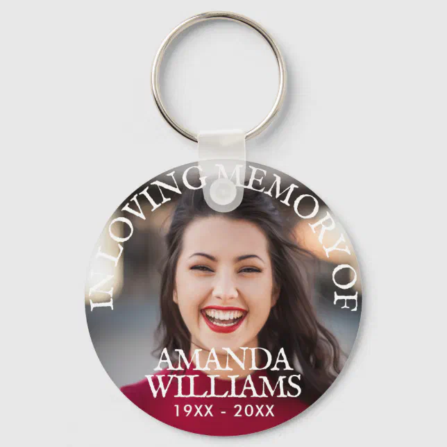 Modern Photo Memorial Keepsakes in Loving Memory Keychain | Zazzle