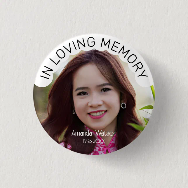 Modern Photo Memorial Tribute Funeral Button | Zazzle