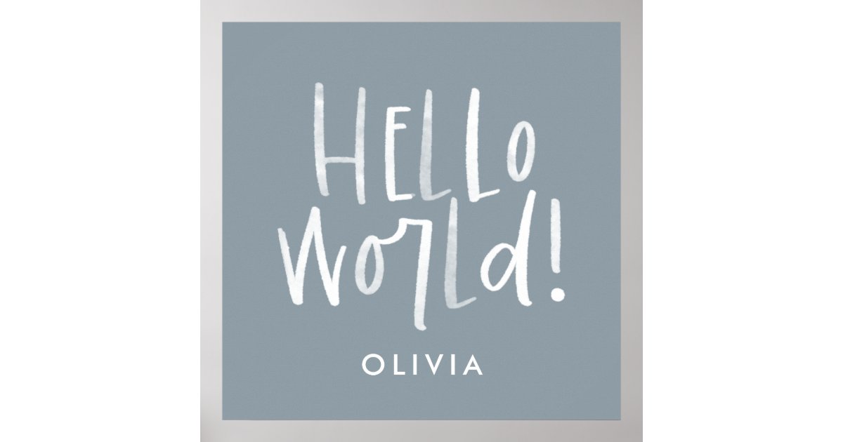 Modern photo monogram family girly dusty blue poster | Zazzle