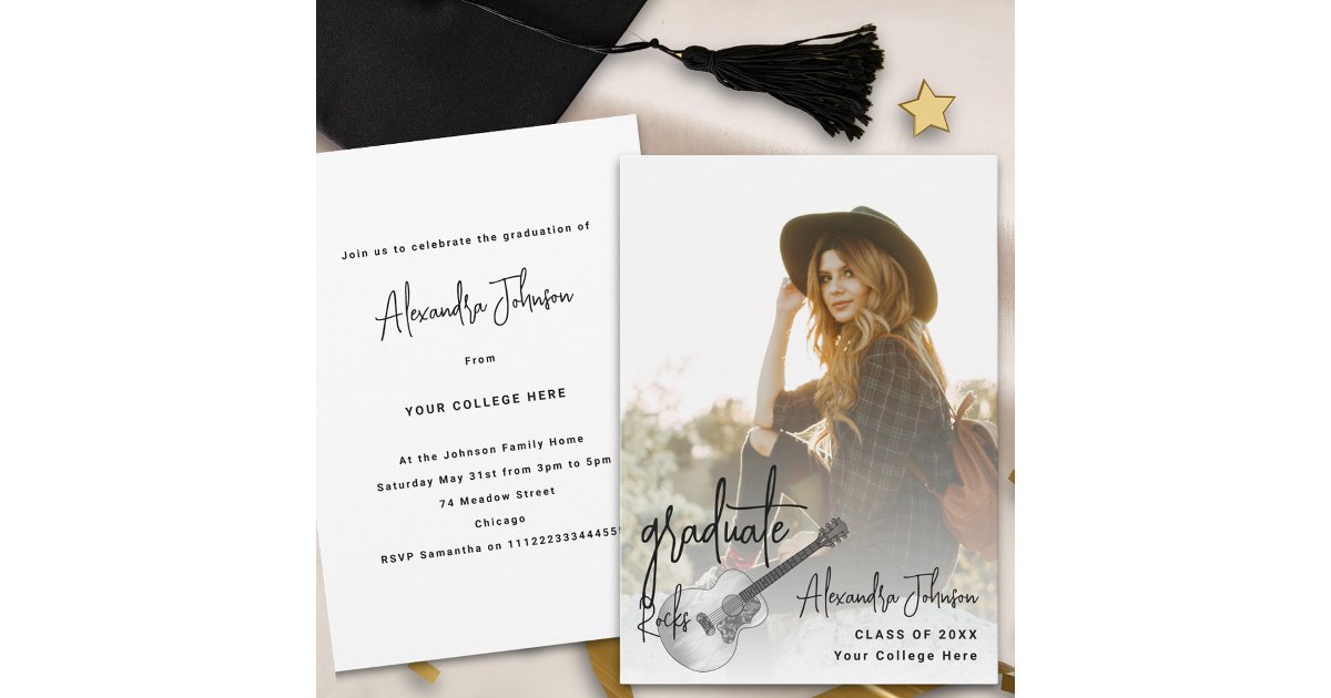 Modern Photo Music Graduation Party Invitation | Zazzle