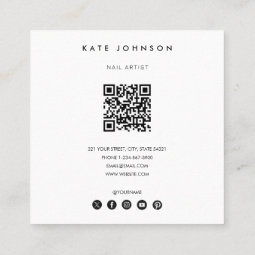 Modern Photo Nail Artist Beauty Salon QR Code Square Business Card | Zazzle