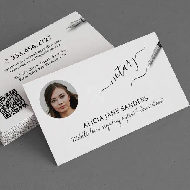 Modern photo notary mobile signing agent business card | Zazzle