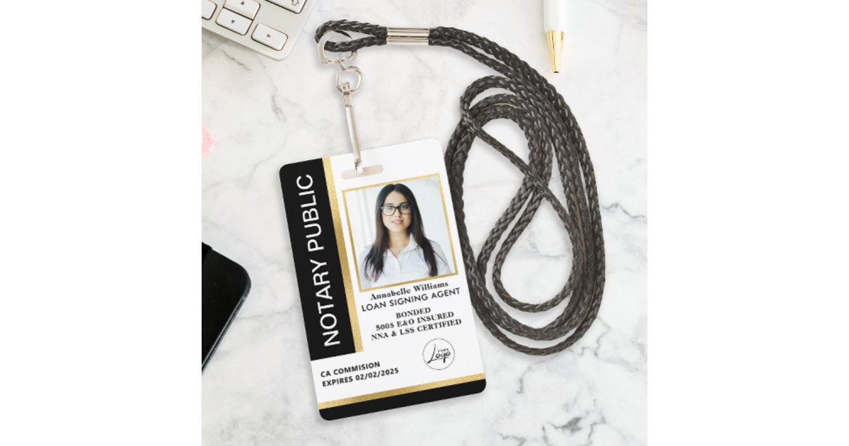 Modern Photo Notary Public Badge | Zazzle