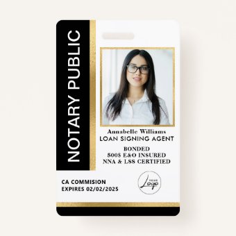 Modern Photo Notary Public Badge | Zazzle
